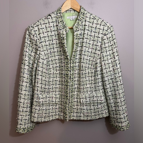 I.C.E | Jackets & Coats | Ice Women Green Multicolor Tweed Jeweled Y2k ...